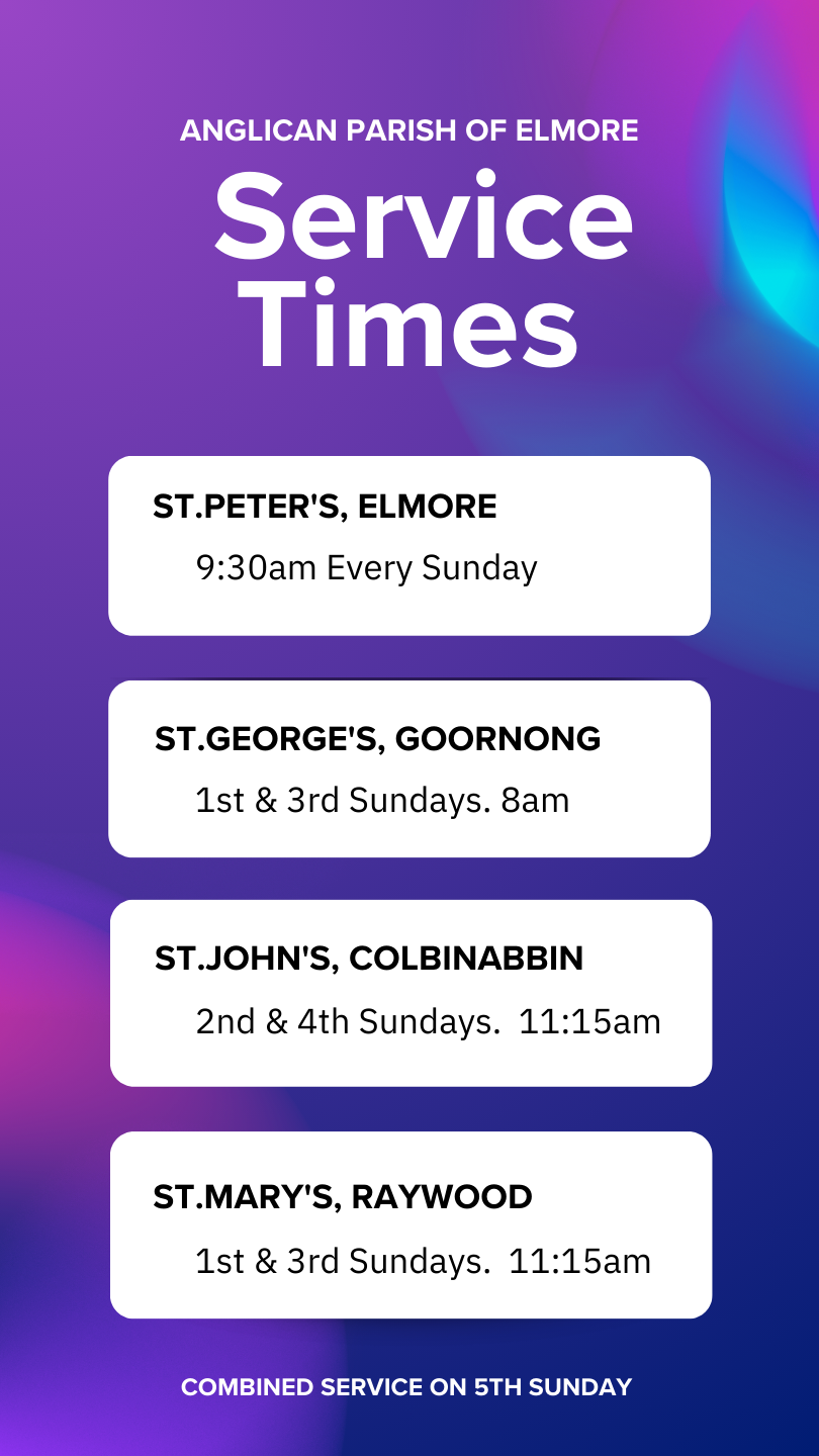 Service Times – Anglican Parish of Elmore